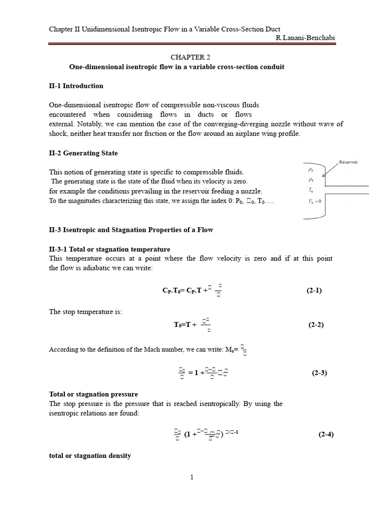 Chapter 2 + Tdn°1 + Tdn°2 Isentropic One-Dimensional Flow in A Variable ...