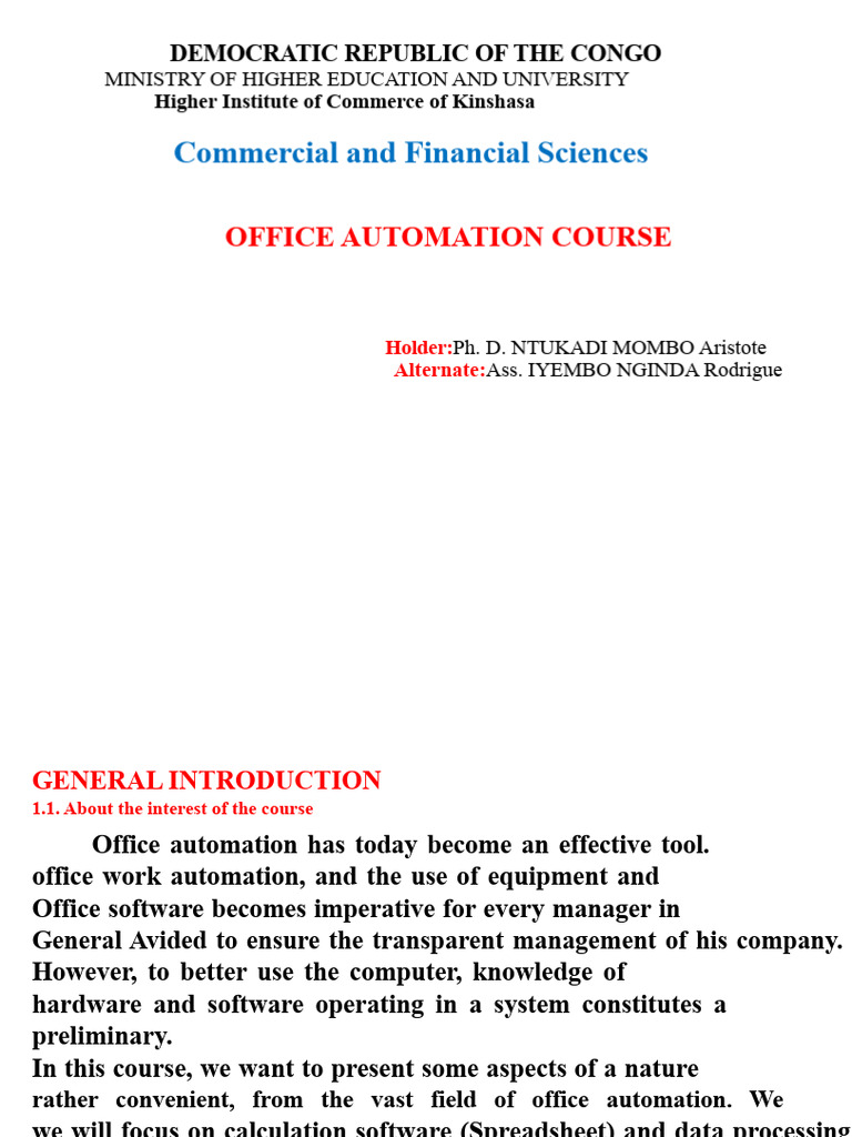 Office Automation Course LMD SCF | PDF | Microsoft Office | Window ...