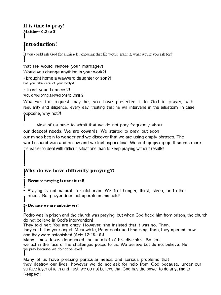A Sermon Is A Time To Pray | PDF | Prayer | Jesus