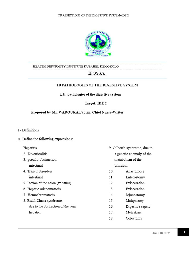 Digestive System Pathologies Overview | PDF | Gastroenterology | Abdomen