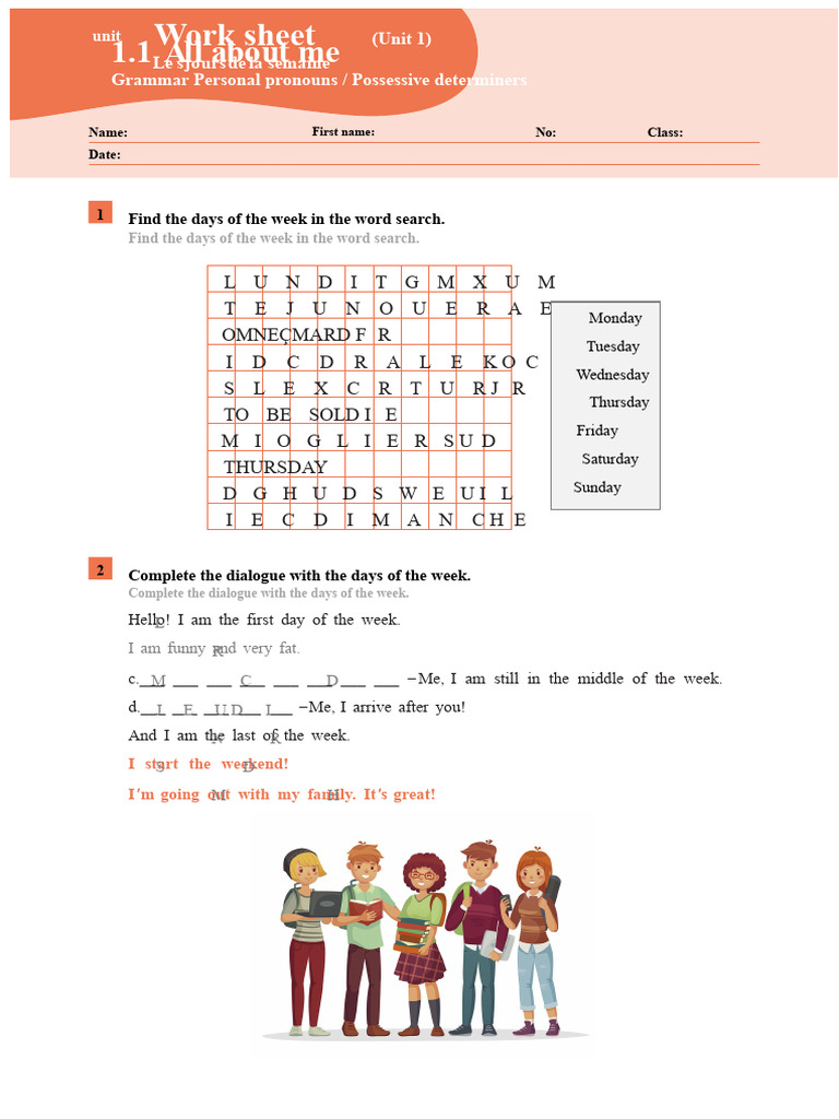 Worksheet - The Days of The Week | PDF