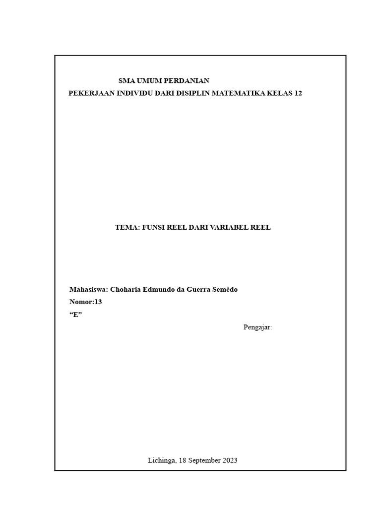 Fungsi Real Variabel dalam Matematika | PDF