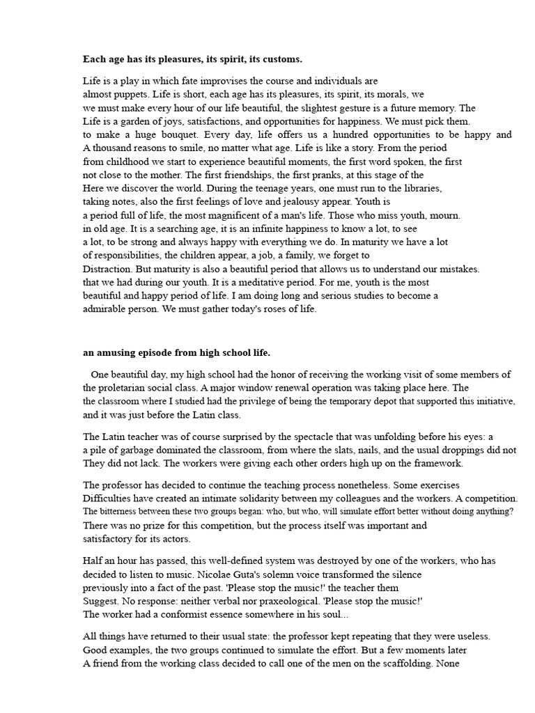 Essays For The French Language Baccalaureate | PDF | Nature | Adolescence