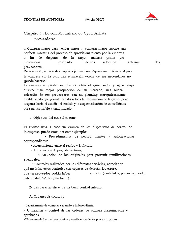 Capítulo 3 El Control Interno Del Ciclo de Compras A Proveedores | PDF ...