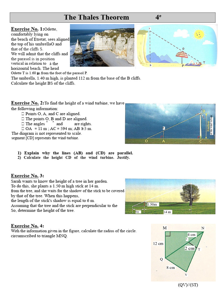 Thales Exercise Sheet | PDF | Triangle | Euclidean Geometry