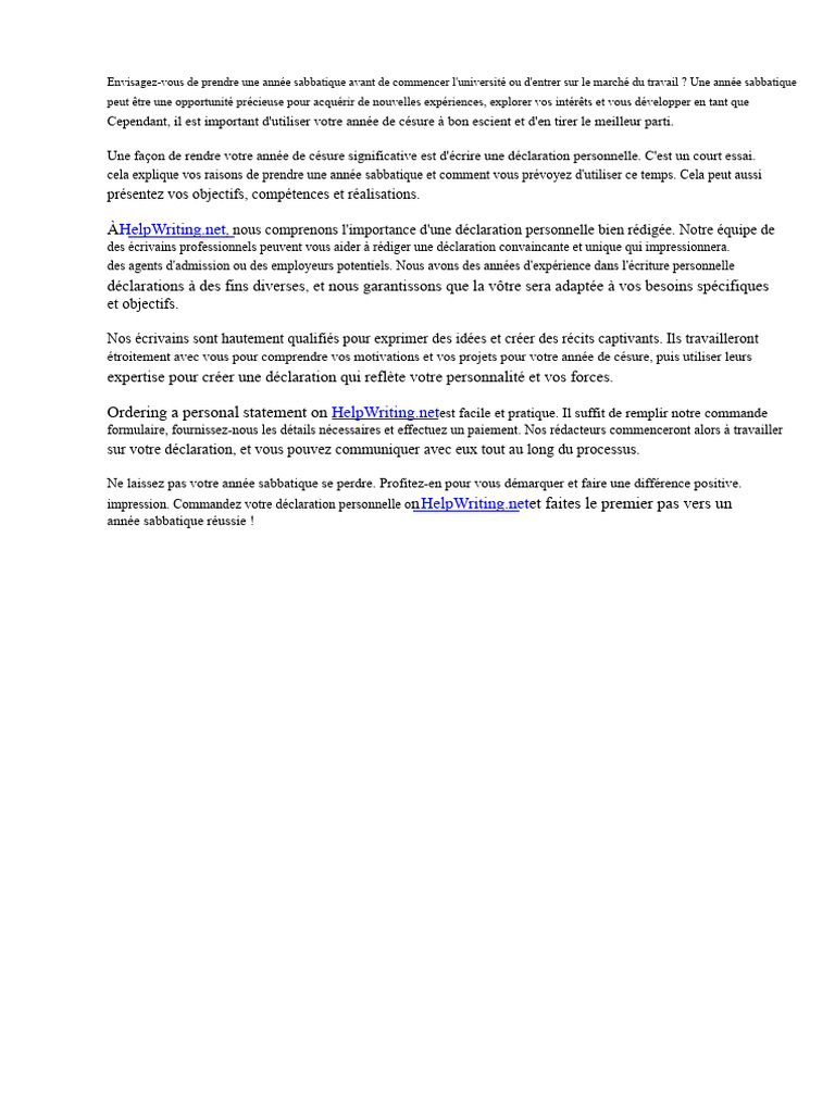 Rédiger une déclaration pour année sabbatique | PDF | Cookie ...