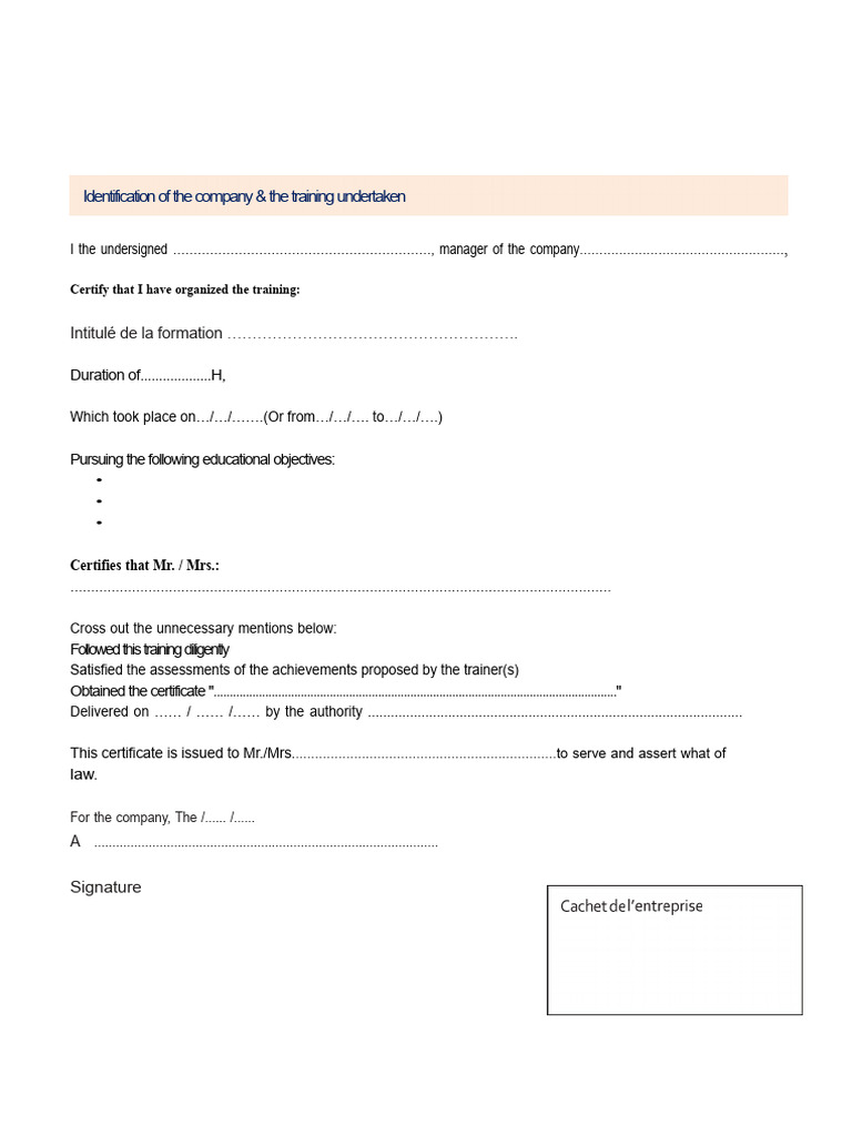 Internal Training Certificate | PDF