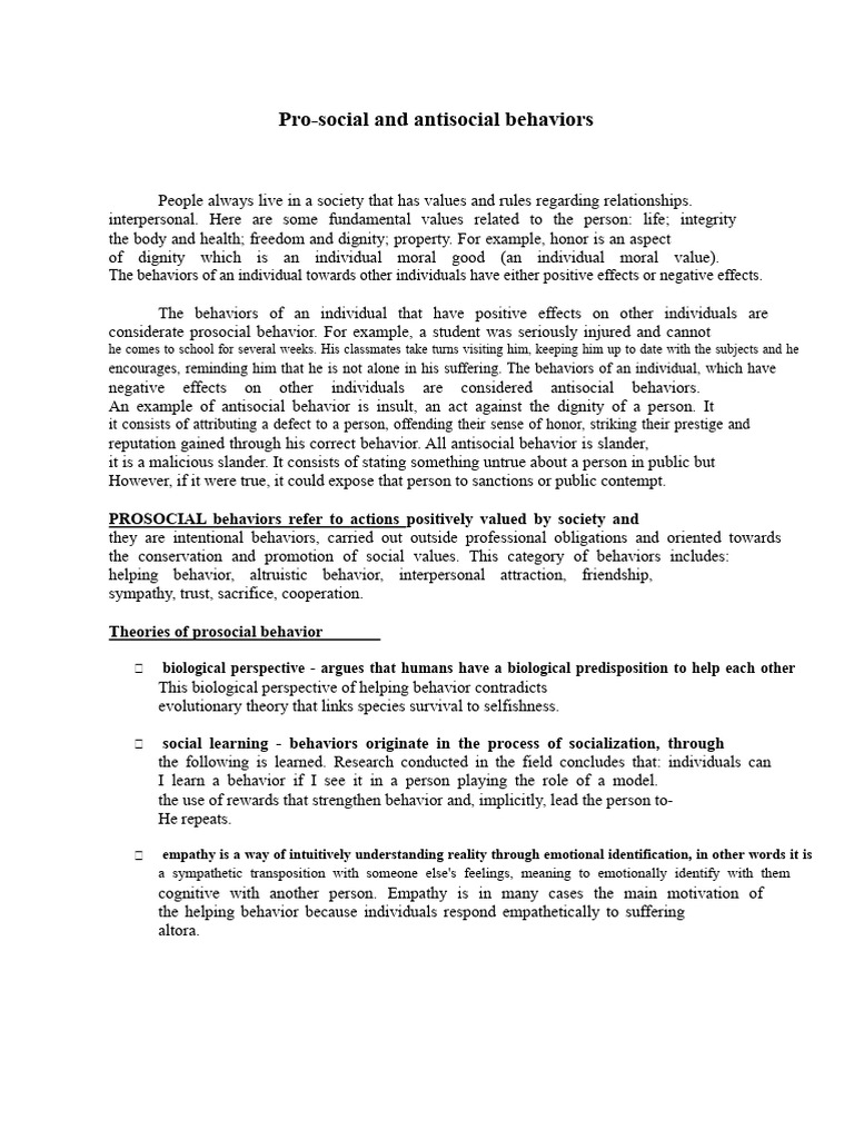 Pro-Social and Antisocial Behaviors | PDF | Aggression | Empathy