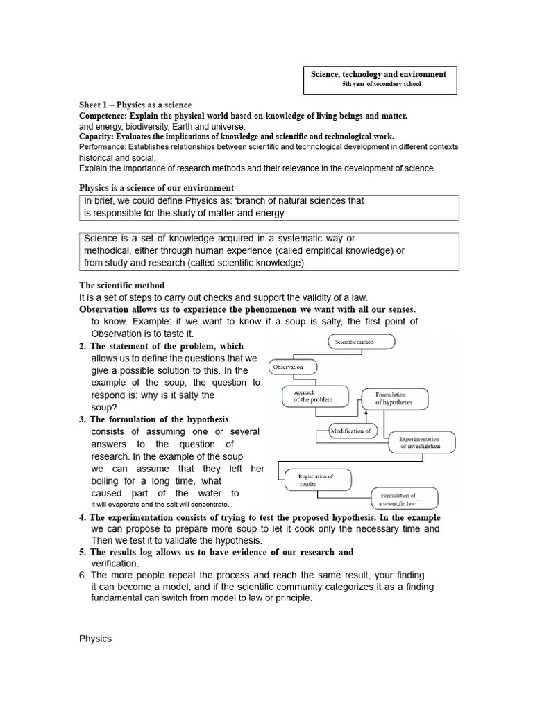 Physics_sheet 1_third grade secondary_Scientific method.docx | PDF ...