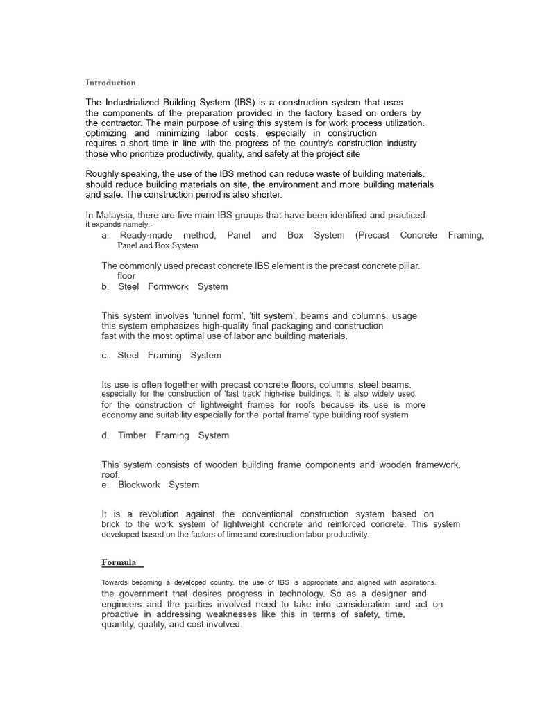 Introduction to IBS.docx | PDF | Concrete | Precast Concrete