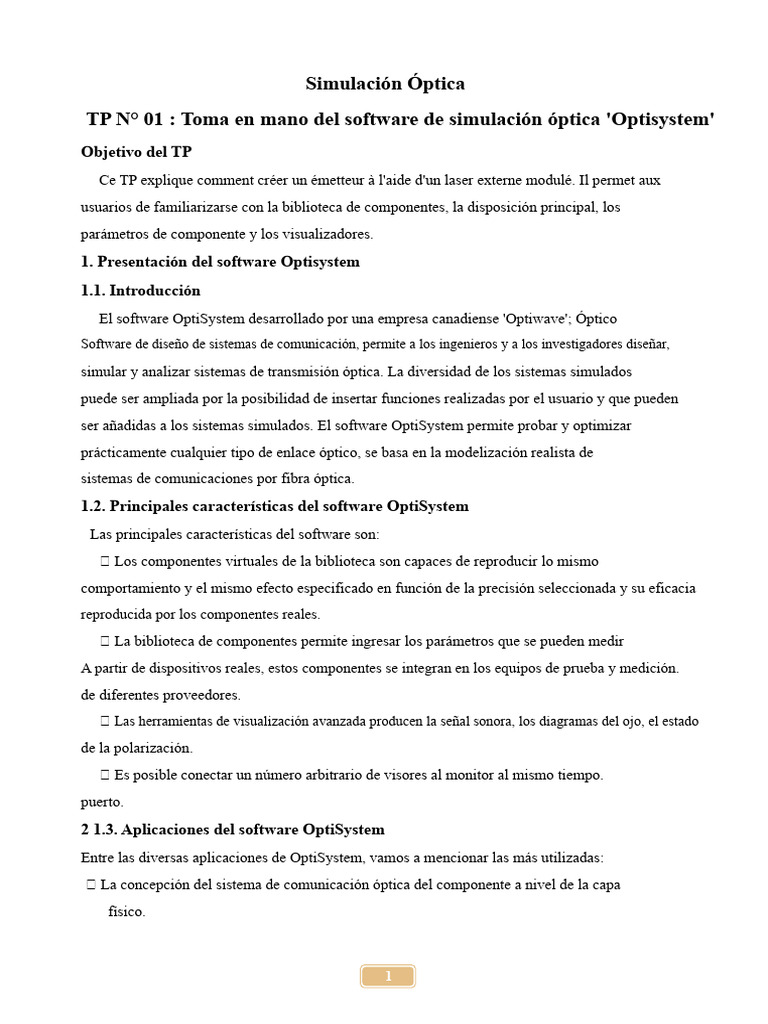 TP Optisistema | PDF | Óptica | Software
