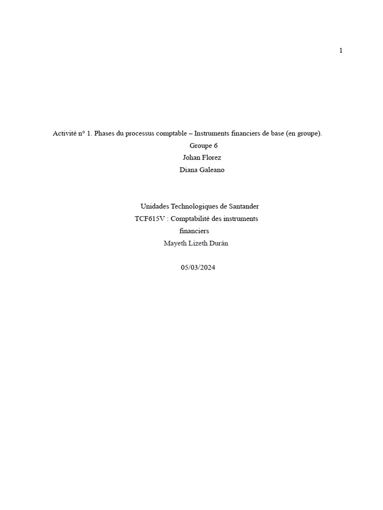 Phases du Processus Comptable des Instruments Financiers | PDF ...