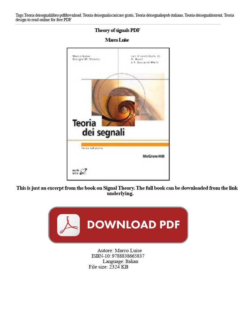 Theory of Signals by Giorgio M. Vitetta and Marco Luise | PDF | Signal ...
