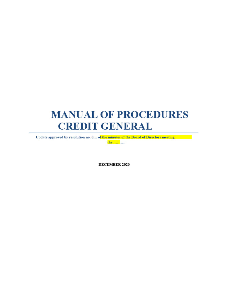 Credit Procedures Manual for COOPEC BAGIRA | PDF | Identity Document ...
