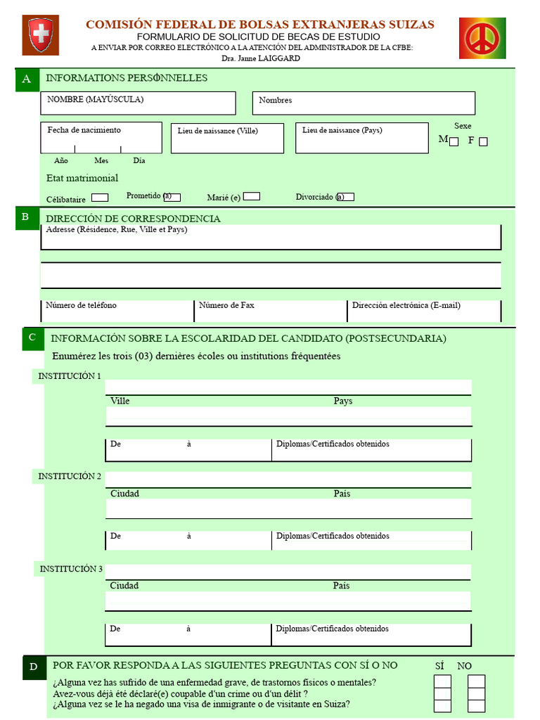 Solicitud de Becas CFBE Suiza 2023 | PDF | Suiza | Agronomía
