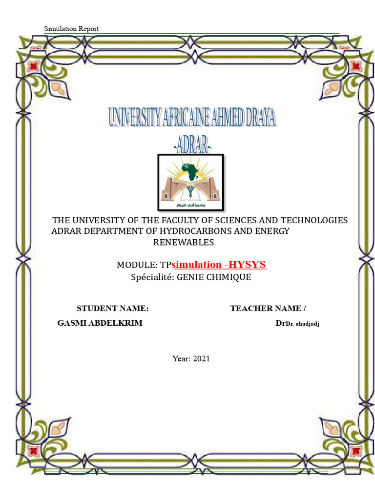 Report The Hysys Simulator | PDF | Simulation | System