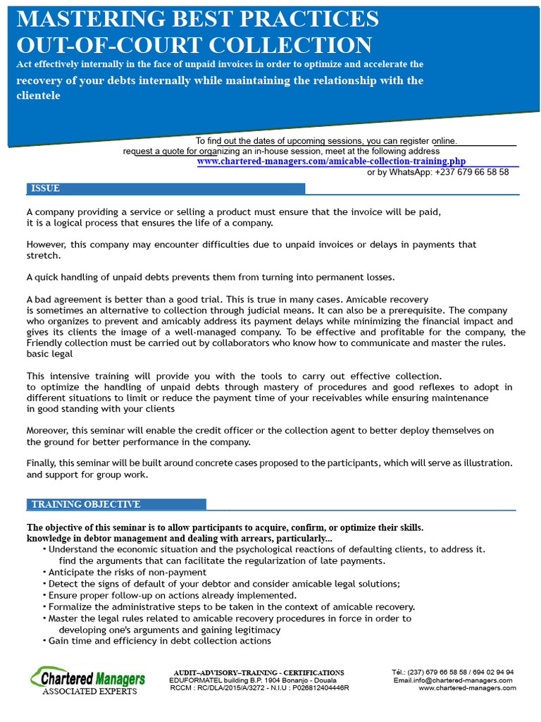 Amicable Debt Collection Training PDF | PDF | Debt | Consultant