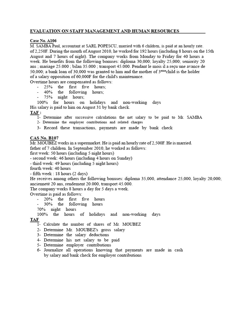 Payroll Exercise.pdf | PDF | Salary | Overtime