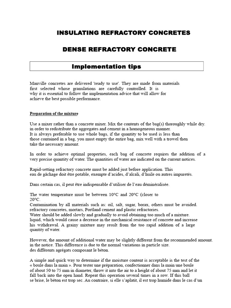 Insulating Refractory Concrete Guide | PDF | Concrete | Cement