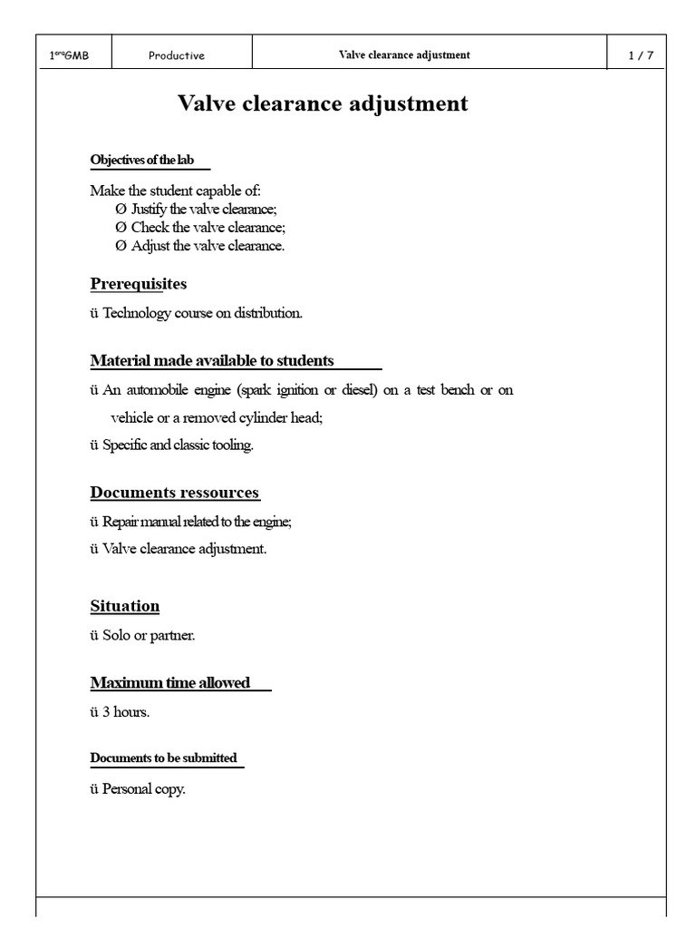 Valve Clearance Adjustment Bac | PDF | Propulsion | Engines