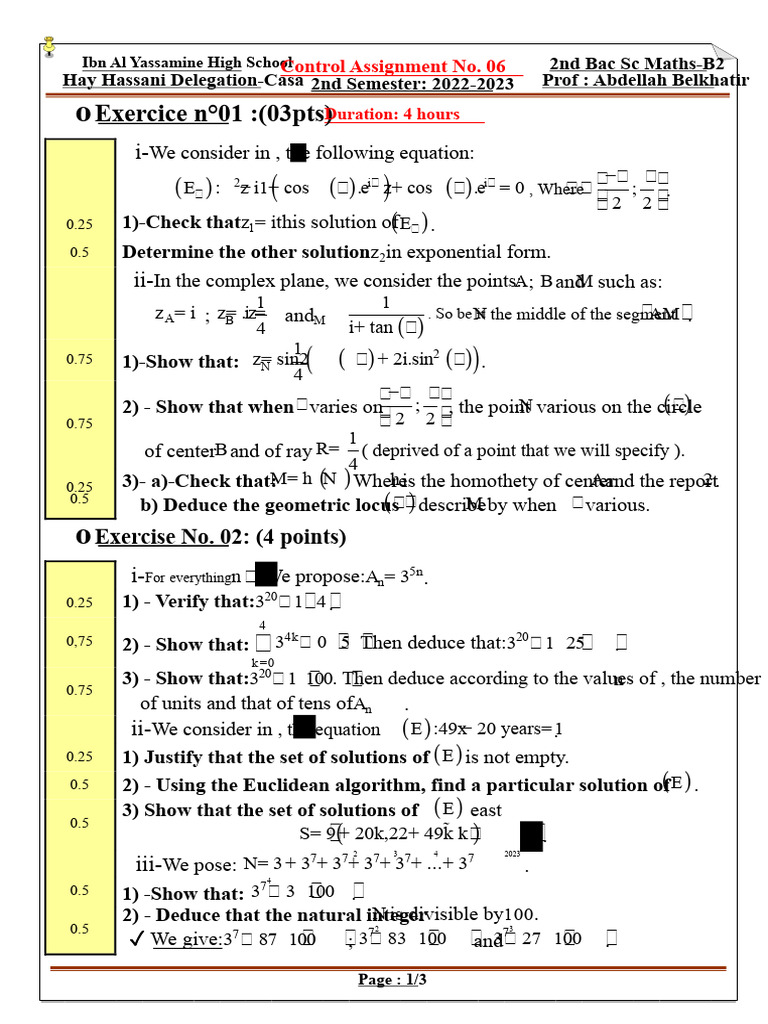 Control Duty NO 06 2nd Bac Sc Maths_2023_Dup | PDF | Geometry | Mathematics
