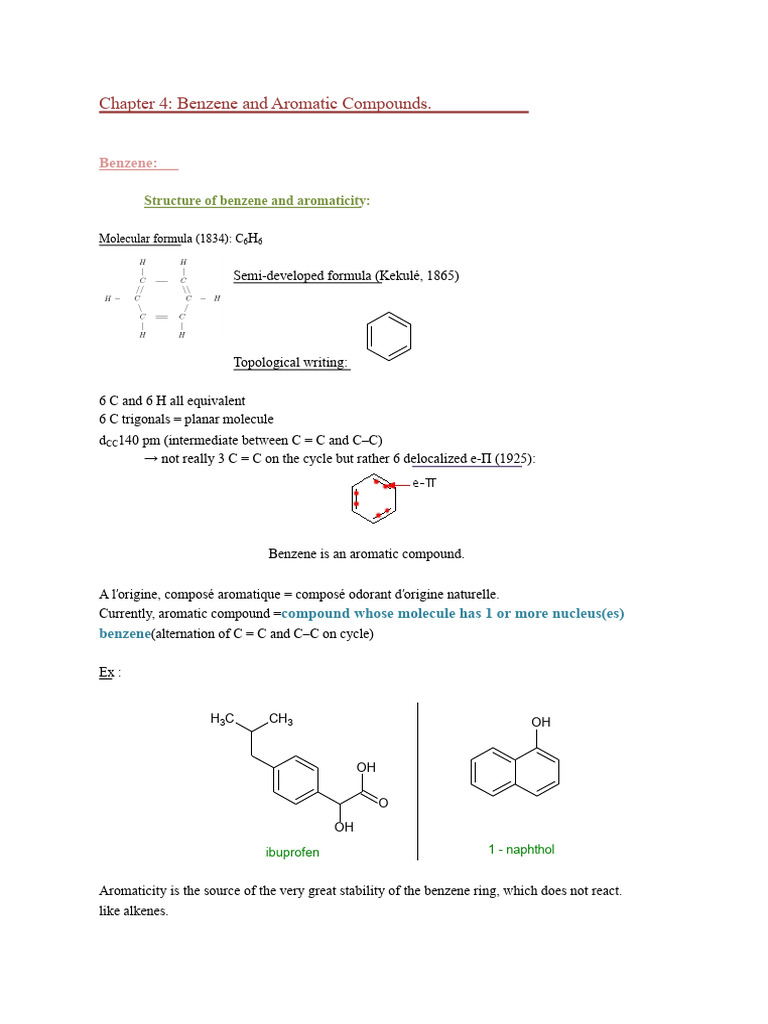 Benzene and Aromatic Compounds Overview | PDF | Benzene | Aromaticity