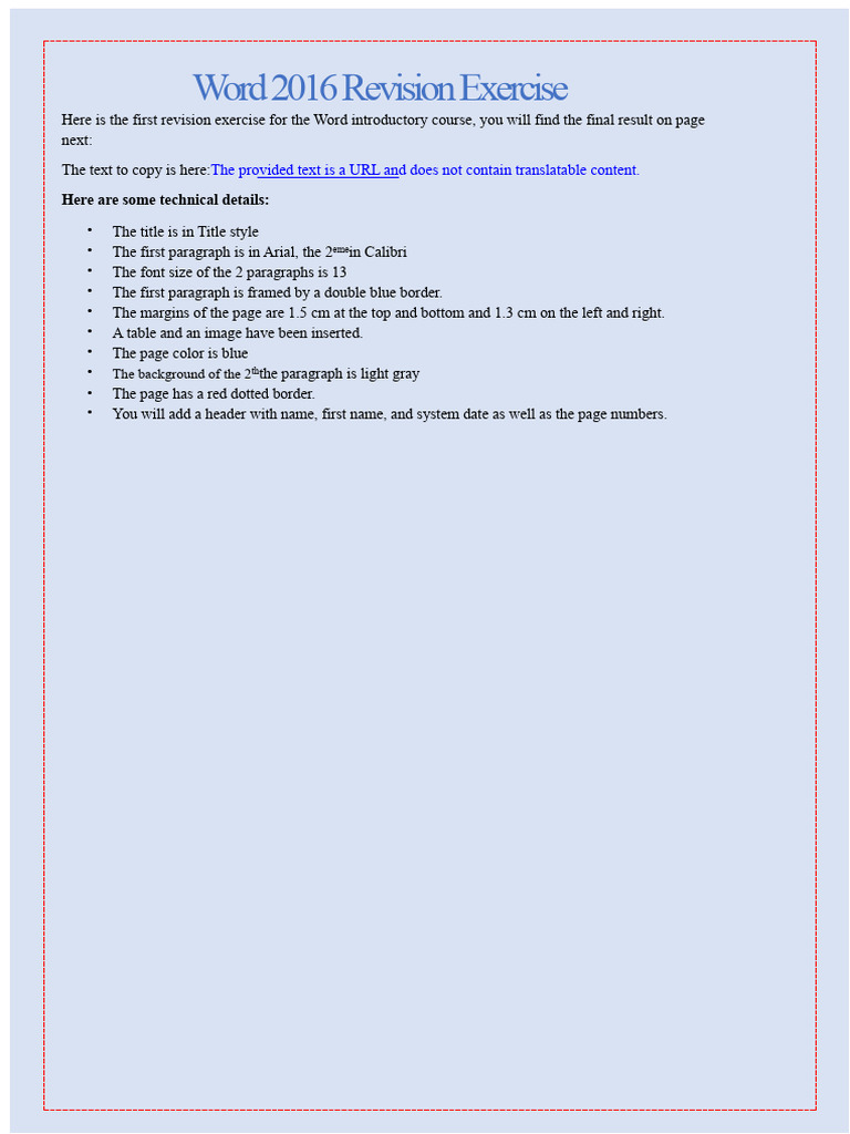 Word 2016 Revision Exercise Guide | PDF | Page Layout | Text