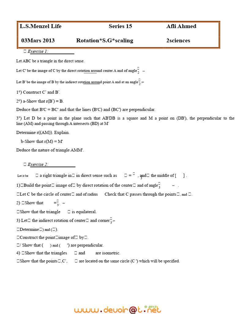 Triangle Transformations and Sequences Exercises | PDF | Perpendicular ...
