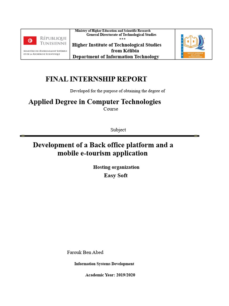 Internship Report: E-Tourism App Development | PDF | Scrum (Software ...