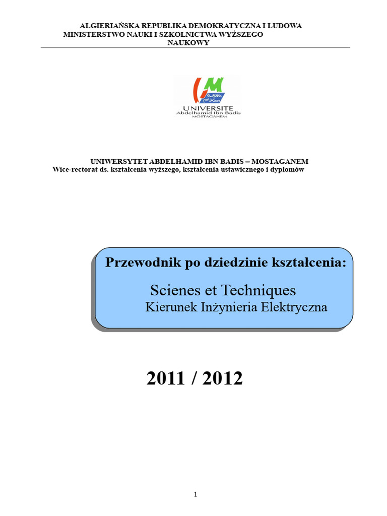 1 Kierunek Inżynieria Elektryczna | PDF