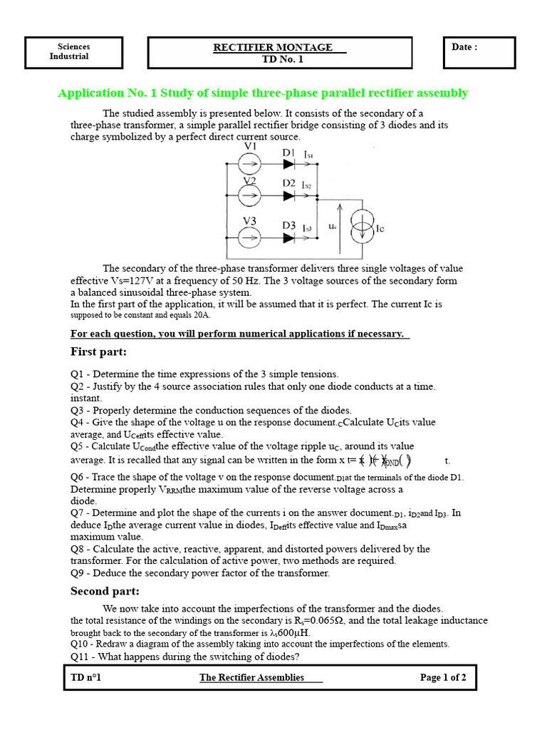 Three-Phase Rectifier Assembly Study | PDF | Rectifier | Diode