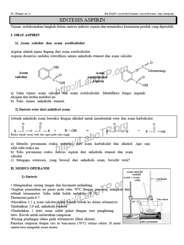 Sintesis dan Verifikasi Kemurnian Aspirin | PDF