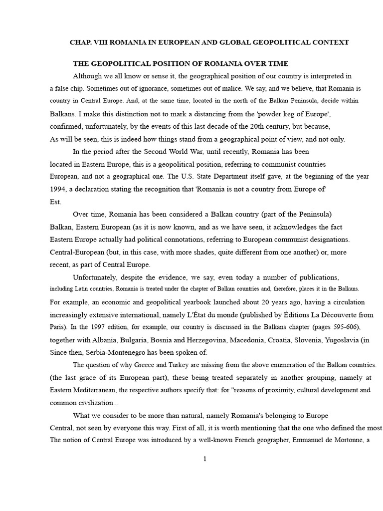 The Geopolitical Position of Romania Over Time | PDF | Central Europe ...