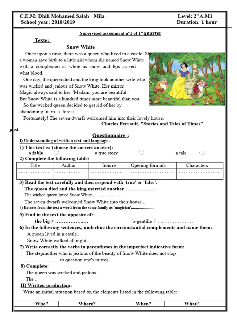 Supervised assignment n_1 of the 1st trimester 2AM Snow White.docx ...