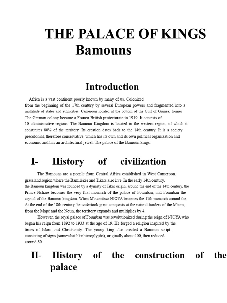The Palace of The Bamoun Kings | PDF | Palace