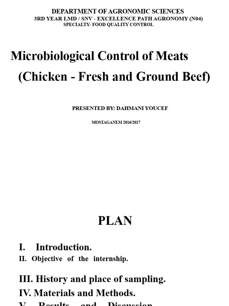 Internship Report | PDF | Microbiology | Beef