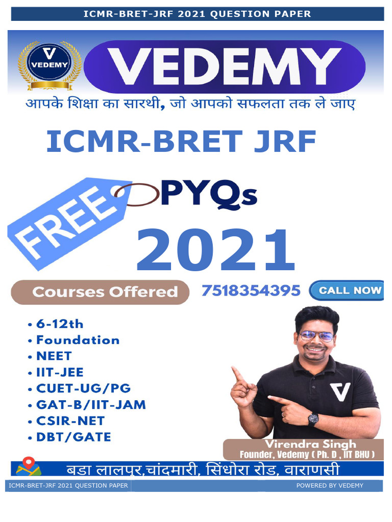 ICMR-BRET JRF 2021 Question Paper | PDF | Mode (Statistics) | Lymph Node