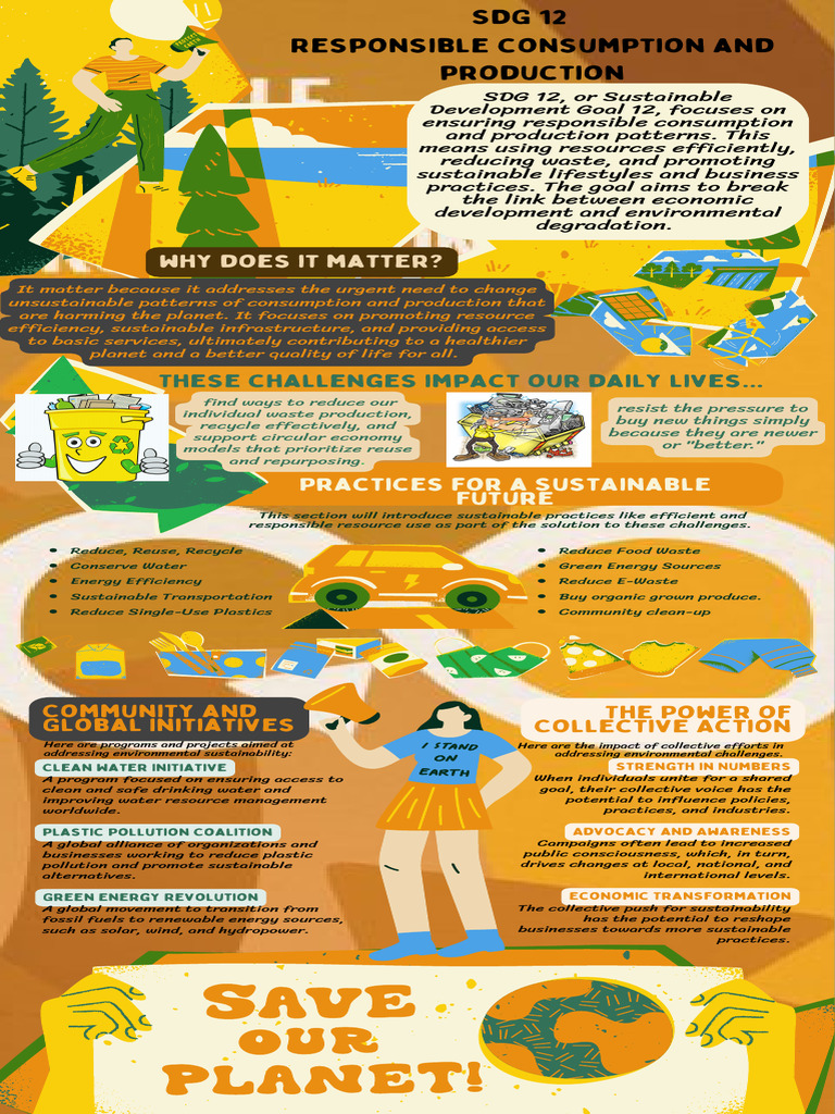 Orange and Green Retro Illustrative Environmental Sustainability ...