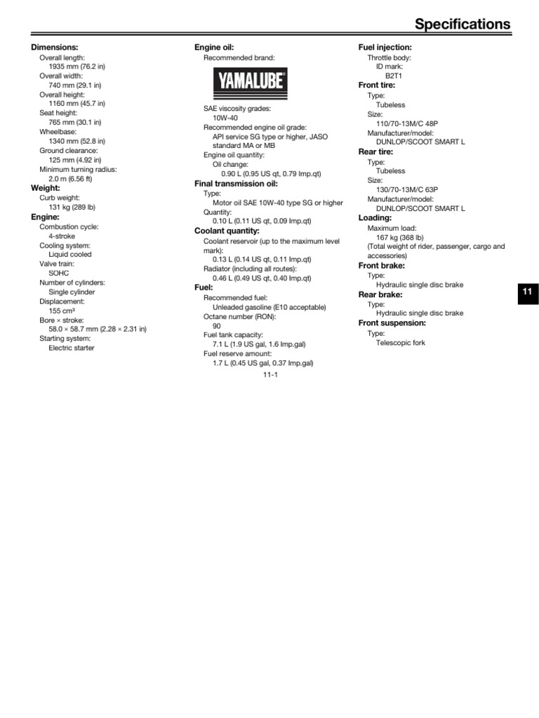 User Manual Yamaha Nmax 155 (2021) (English - 114 Pages) | PDF | Motor ...