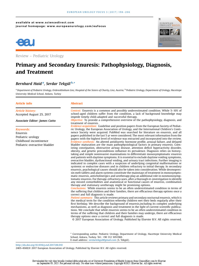 Eau Enuresis | PDF | Nocturnal Enuresis | Urinary Incontinence