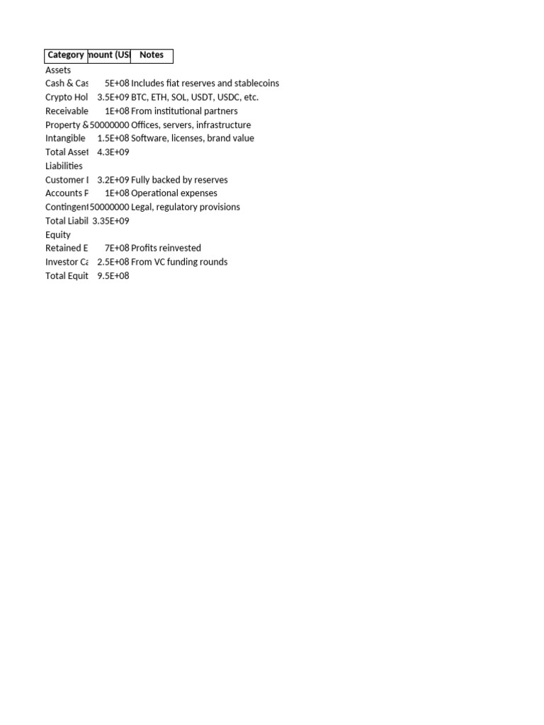 Bybit Hypothetical Balance Sheet 2025 | PDF