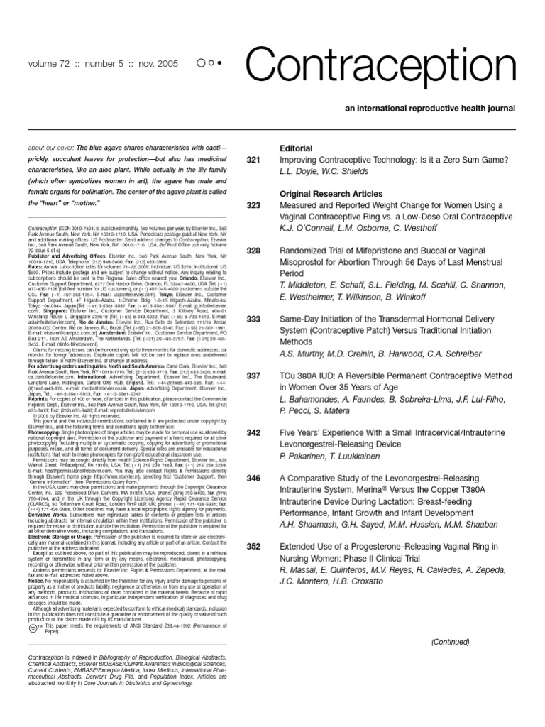 Table of Contents Contra | PDF | Birth Control | Human Reproduction