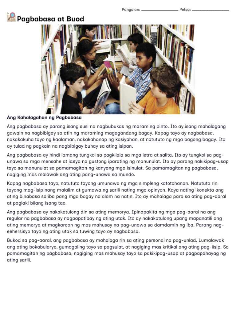 Ang Kahalagahan NG Pagbabasa | PDF