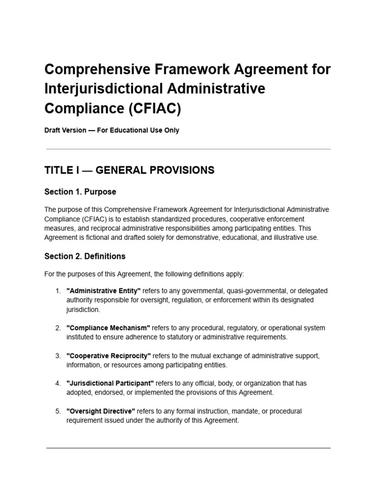Comprehensive Framework Agreement for Interjurisdictional ...