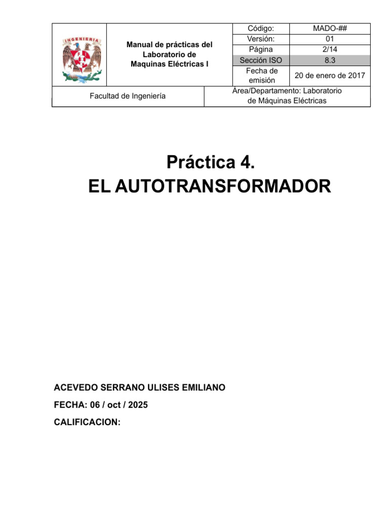 Practica 4 Maquinas Pdf Transformador Inductor