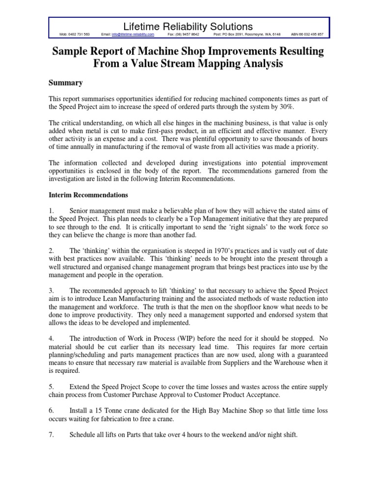 Value Stream Mapping Machine Shop | PDF | Lean Manufacturing | Machining