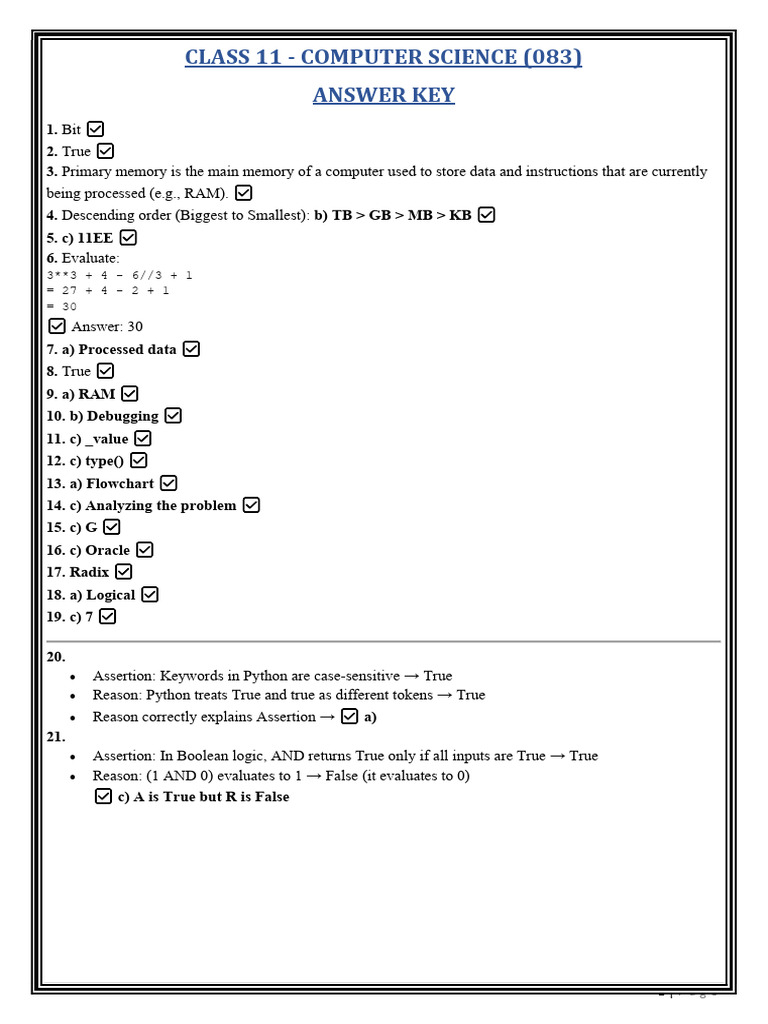 CLASS - XI CS MC | PDF | Bit | Reserved Word