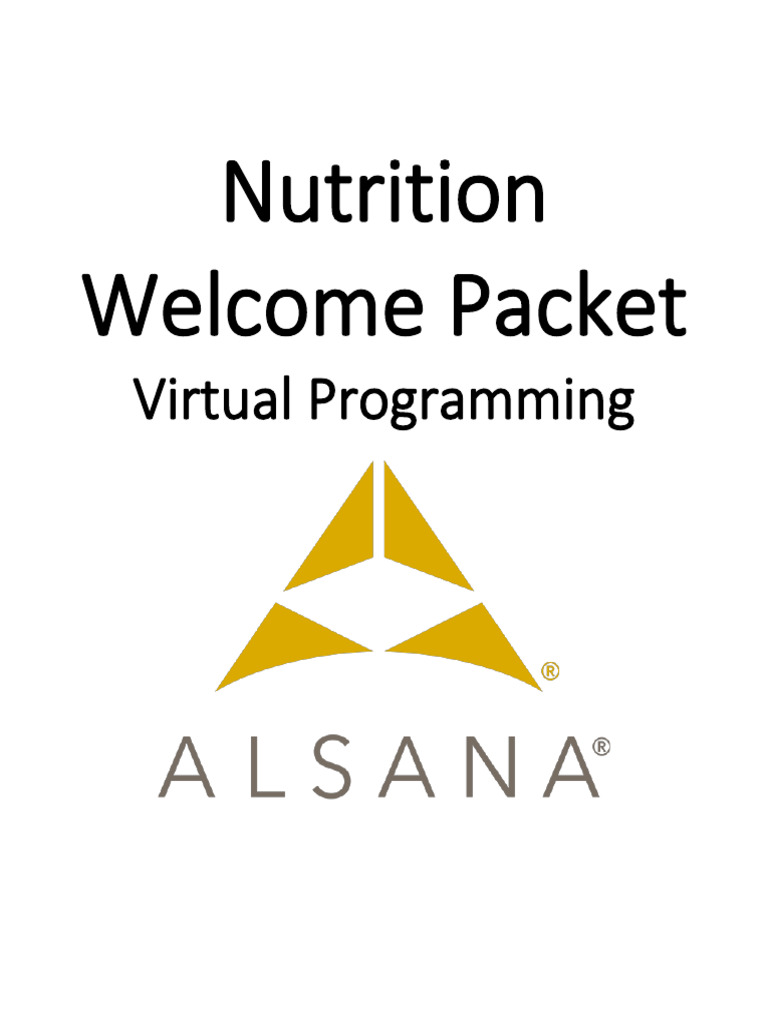 Alsana Nutrition Welcome Packet | PDF | Cereals | Vegetables