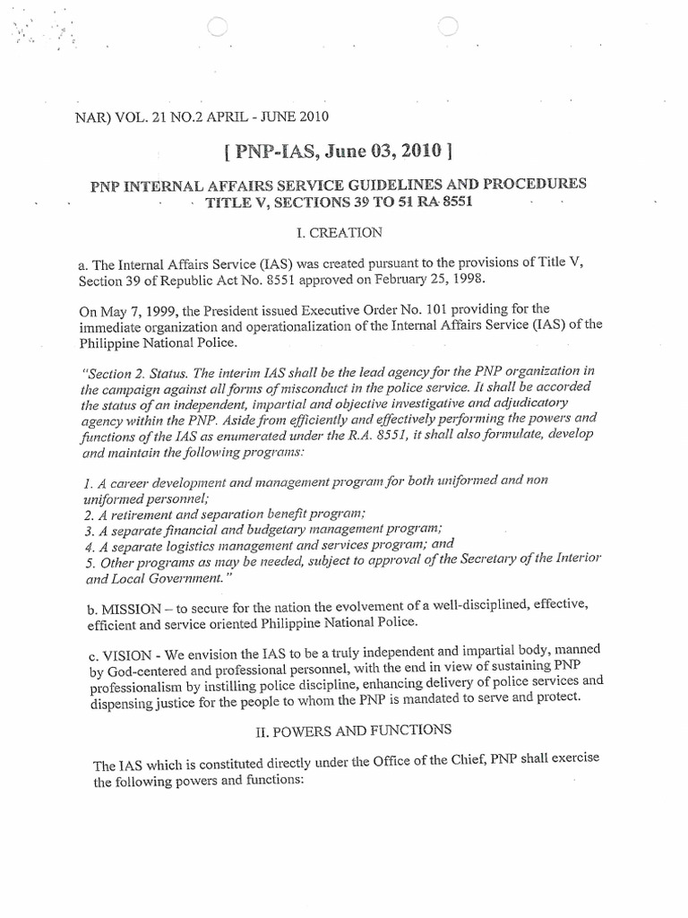 A. Republic Act (RA) No. 8551, Phililippine National Police Reform and ...