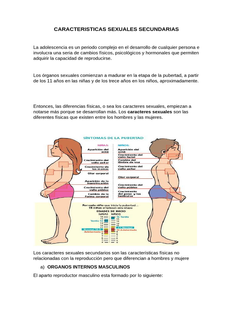 Características Sexuales Secundarias En Adolescencia Pdf